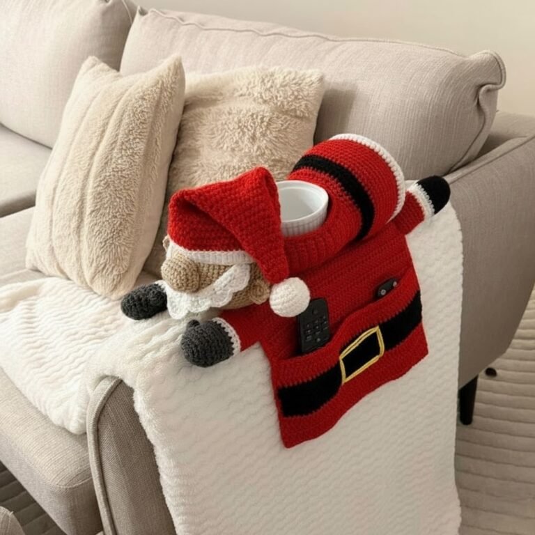 Crochet Santa Sofa Armrest Organizer Pattern - CRAFTSFORLOVE.COM