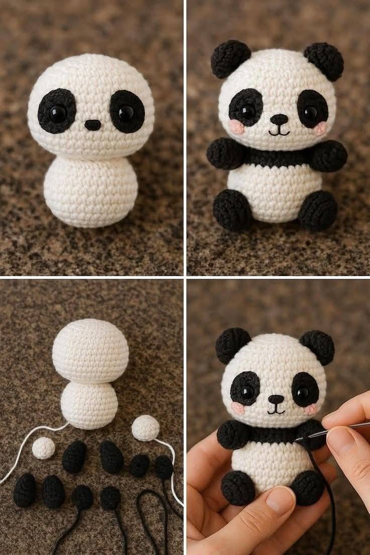 Crochet Mini Panda - CRAFTSFORLOVE.COM