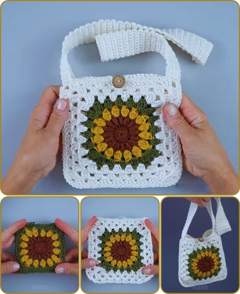 Crochet a Granny Square Pouch with 4 Colors - CRAFTSFORLOVE.COM