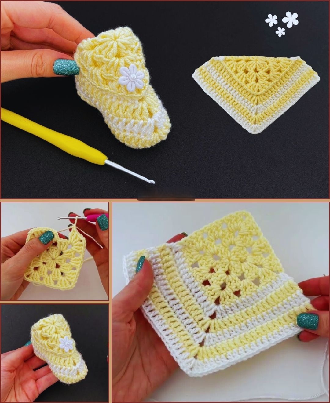 Crochet Shoe Model with Square - CRAFTSFORLOVE.COM