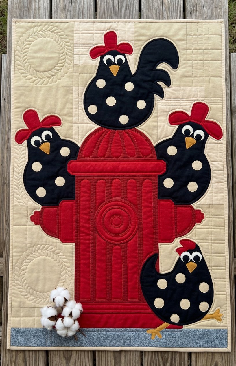 Hydrant Hens Quilt Pattern - CRAFTSFORLOVE.COM