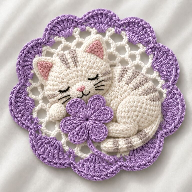 American Luck Cat Coaster Pattern - CRAFTSFORLOVE.COM